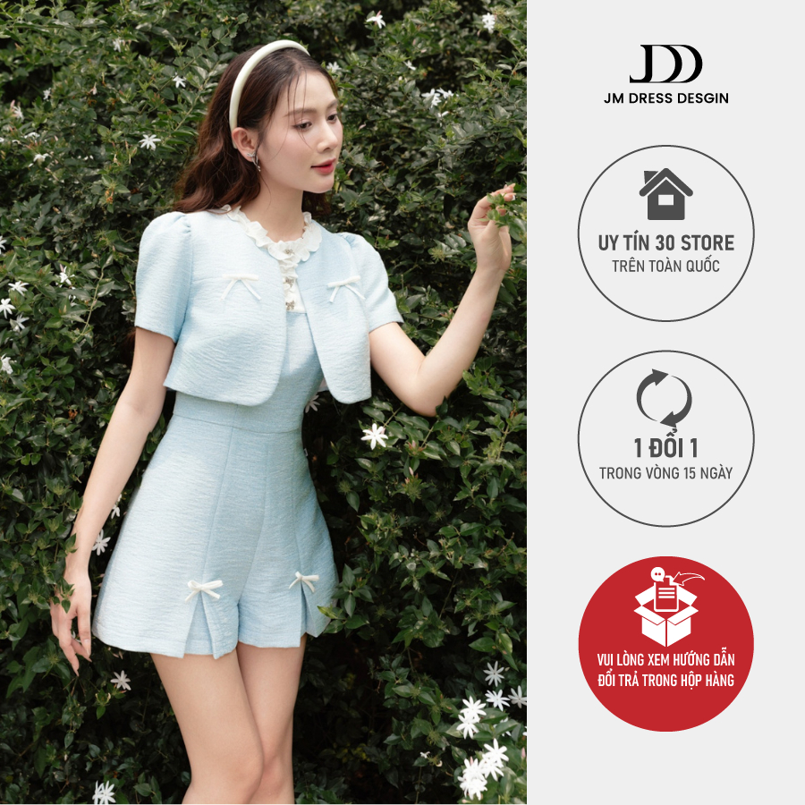 Áo ngắn cổ tròn tay tay nhún JM Dress Design 2T25.2404K | Shopee Việt Nam