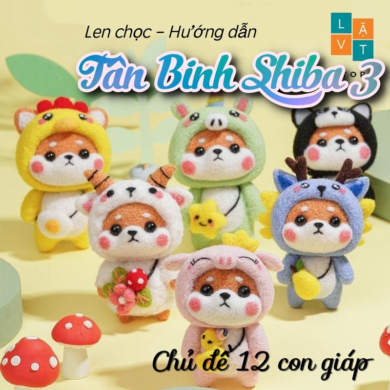Bộ kit len chọc Shiba 12 con giáp có hướng dẫn, quà tặng handmade ...