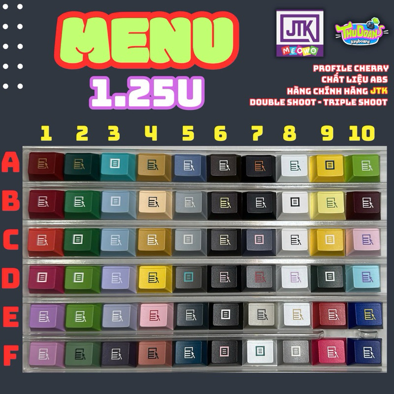 Keycap JTK | NÚT MENU 1.25u r4 | Keycap lẻ | Mod JTK | Hàng grab ...