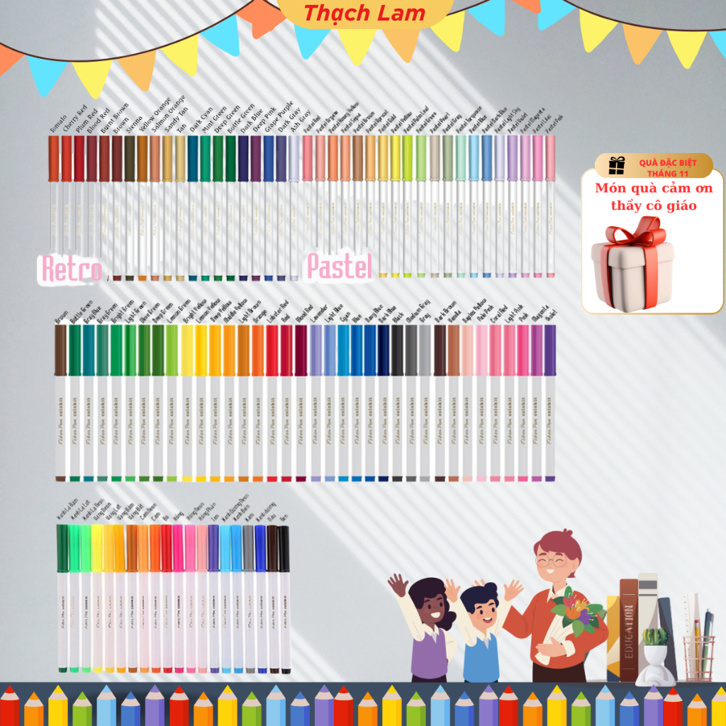 Tặng bao lì xì ất tỵ Combo 96 Bút lông màu Fiber Pen Thiên Long Colokit ...
