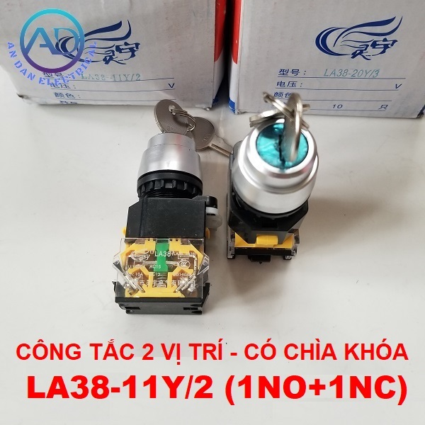 Công Tắc Xoay 2 Vị Trí LA38-11Y/2 NO+NC, LA38-20Y/2 2NO – 3 Vị Trí LA38-11Y/3 phi 22 (Có Chìa ...