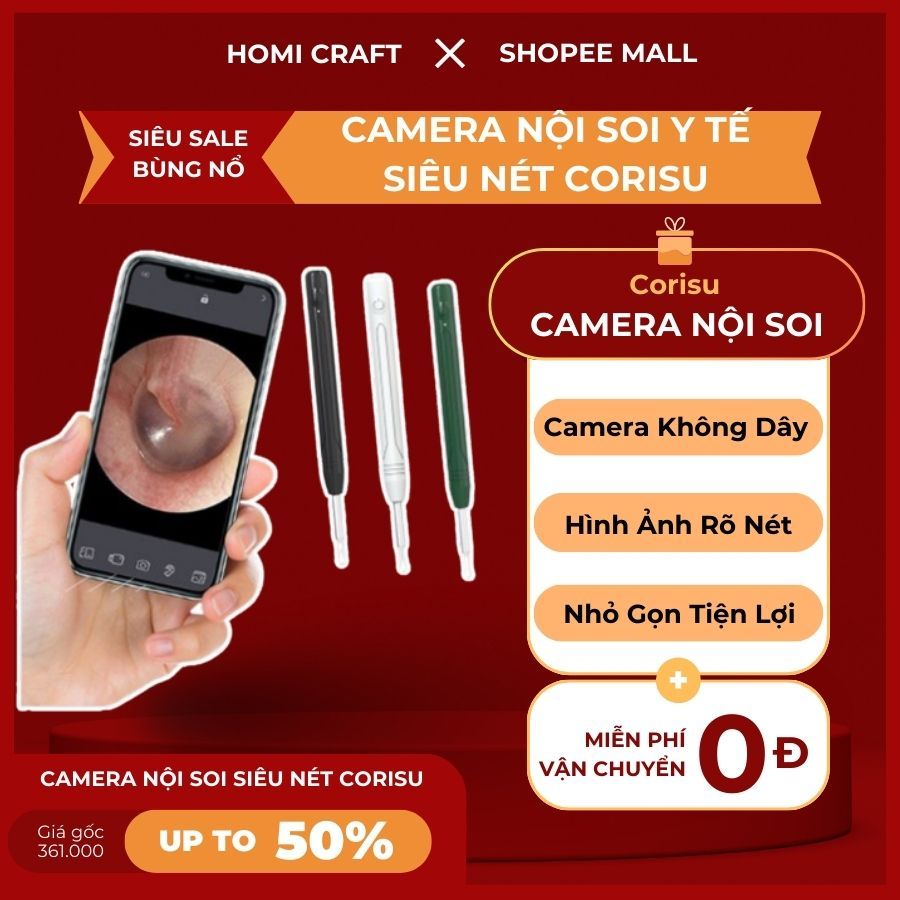 Camera Nội Soi Tai CORISU, Nội Soi Y Tế Siêu Nét Đi Kèm Bộ 7 Dụng Cụ Đa Năng, Thiết Kế Thông ...