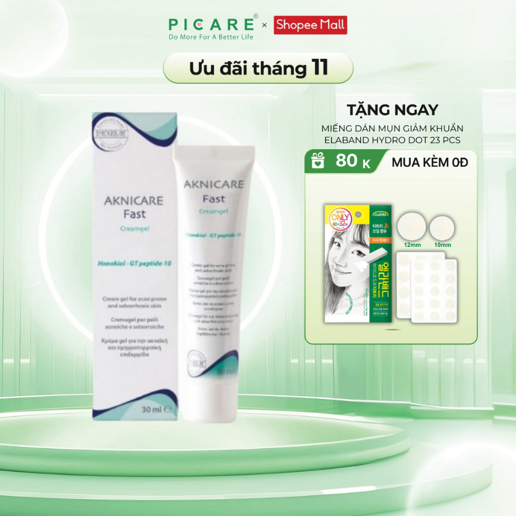 Kem giảm tổn thương viêm mụn kiểm soát bã nhờn Aknicare Fast Cream gel ...