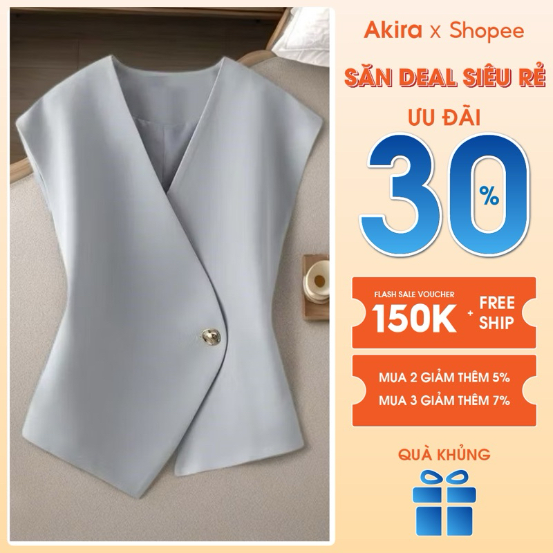 Áo gile nữ 2 lớp, áo vest cổ tim vạt chéo khuy vàng loại đẹp dày 2 túi ...