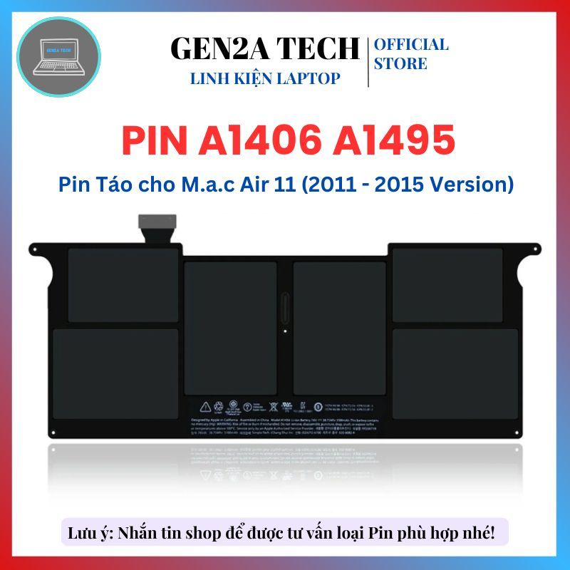 Pin Laptop A1495 A1406 (Zin New 100%) Dành Cho MB 11 Model A1495 A1406 ...