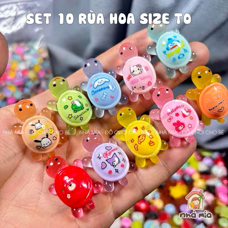 Set 10 túi mù rùa size lớn mai in hình kuromi melody dạ quang phát sáng ...