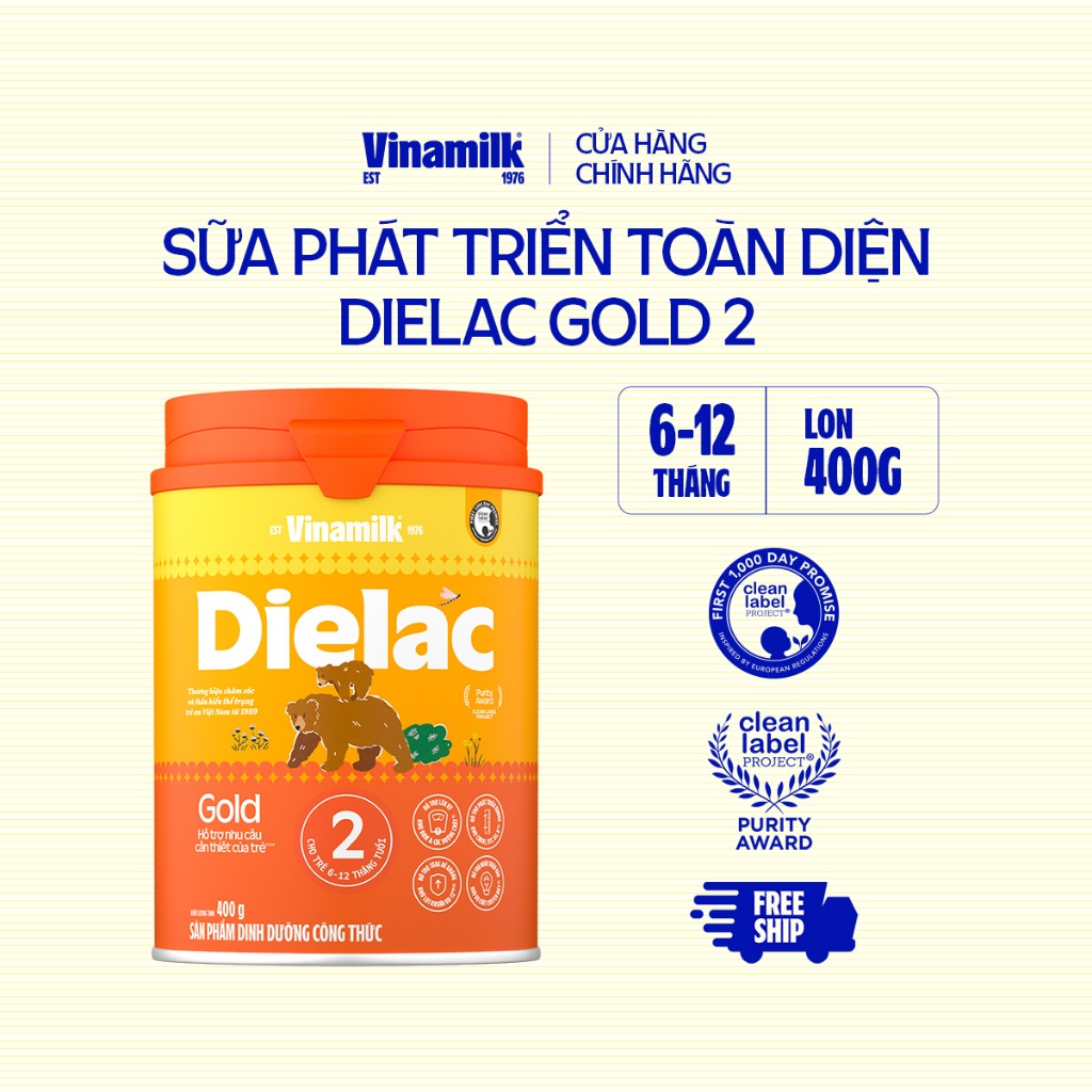2 Hộp Sữa bột Dielac Gold 2 - Hộp thiếc 400g (cho bé từ 6 - 12 tháng tuổi) | Shopee Việt Nam