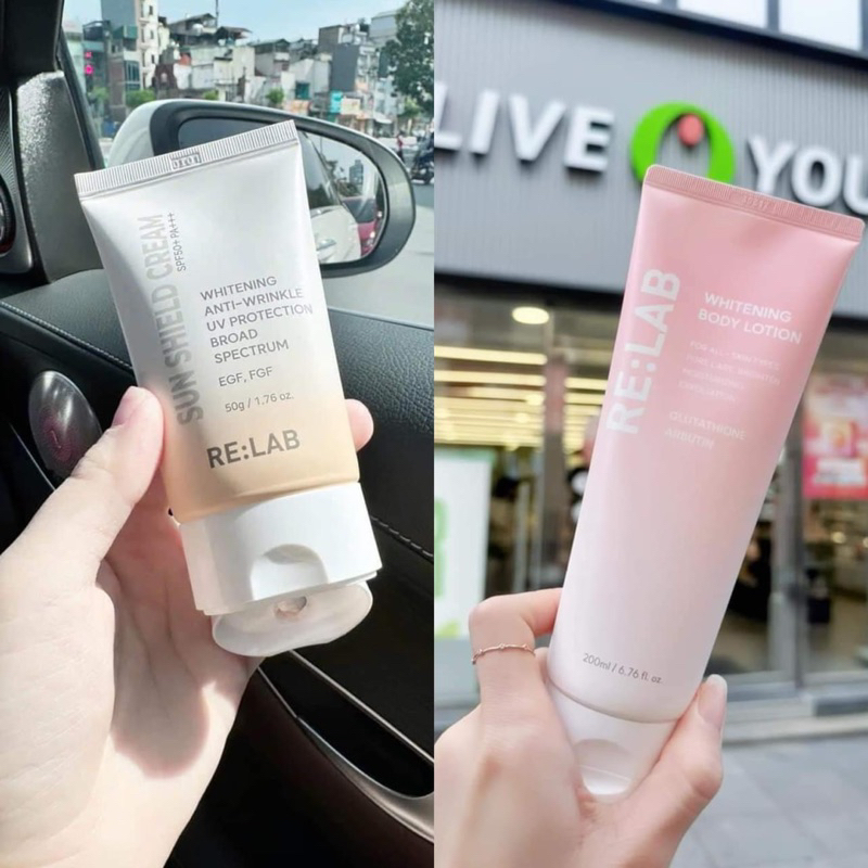Combo kem chống nắng Re:Lab nâng tông cấp ẩm +kem body Re:Lab- krlab ...
