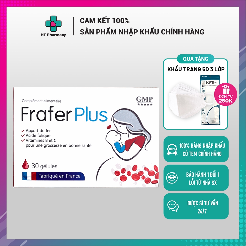 Frafer Plus - Viên uống bổ sung Sắt hữu cơ, Acid Folic, B12, B6 ...
