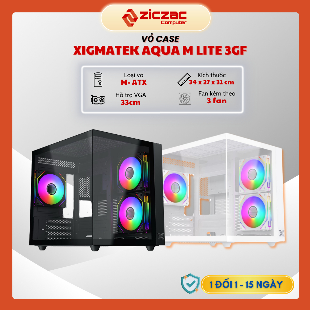 [Tặng 3 fan led]Vỏ case Xigmatek Aqua M Lite 3GF led RGB vô cực 2 mặt ...