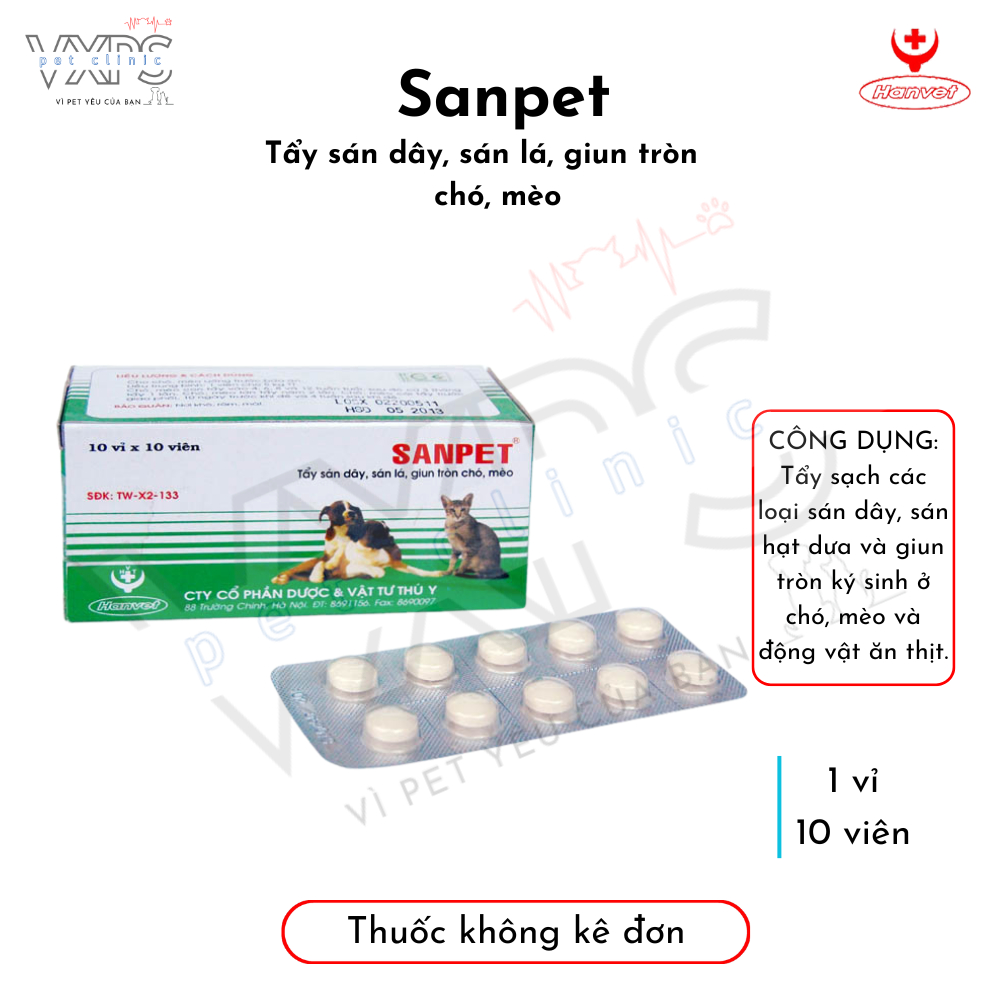 Sanpet - Thuốc tẩy giun sán dành cho chó và mèo (vỉ 10 viên) | Shopee ...