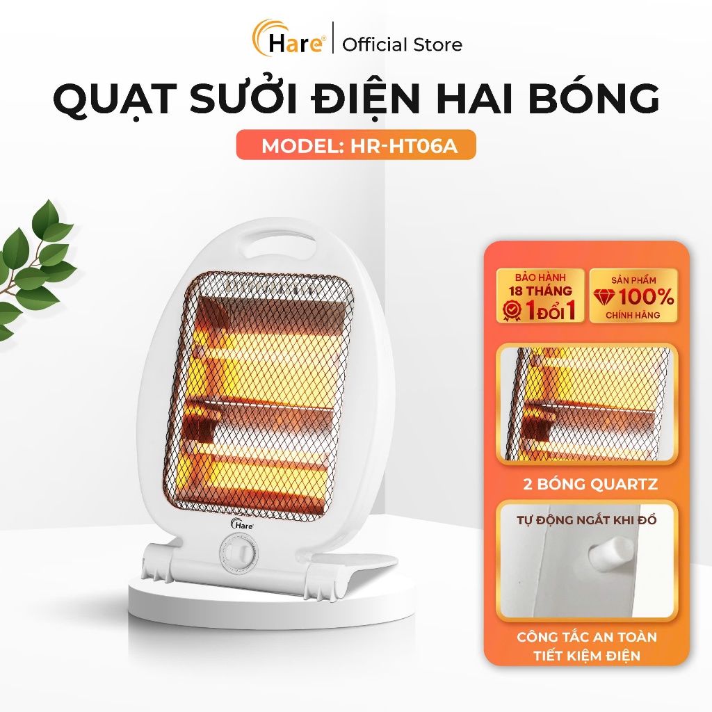 Quạt sưởi điện hai bóng Halogen - thương hiệu Hare - bảo hành 18 tháng ...