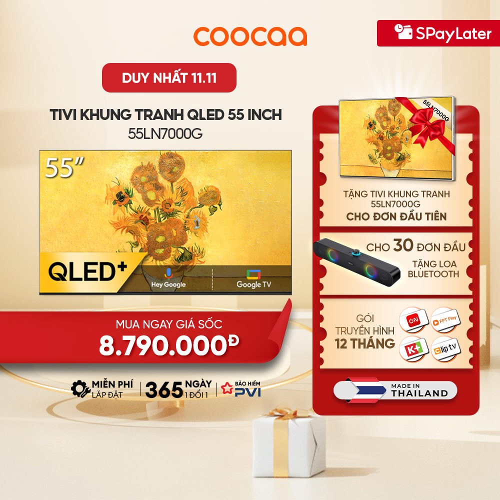 Smart tivi 55 inch Qled 4K tivi Khung Tranh Google Frame tivi coocaa ...