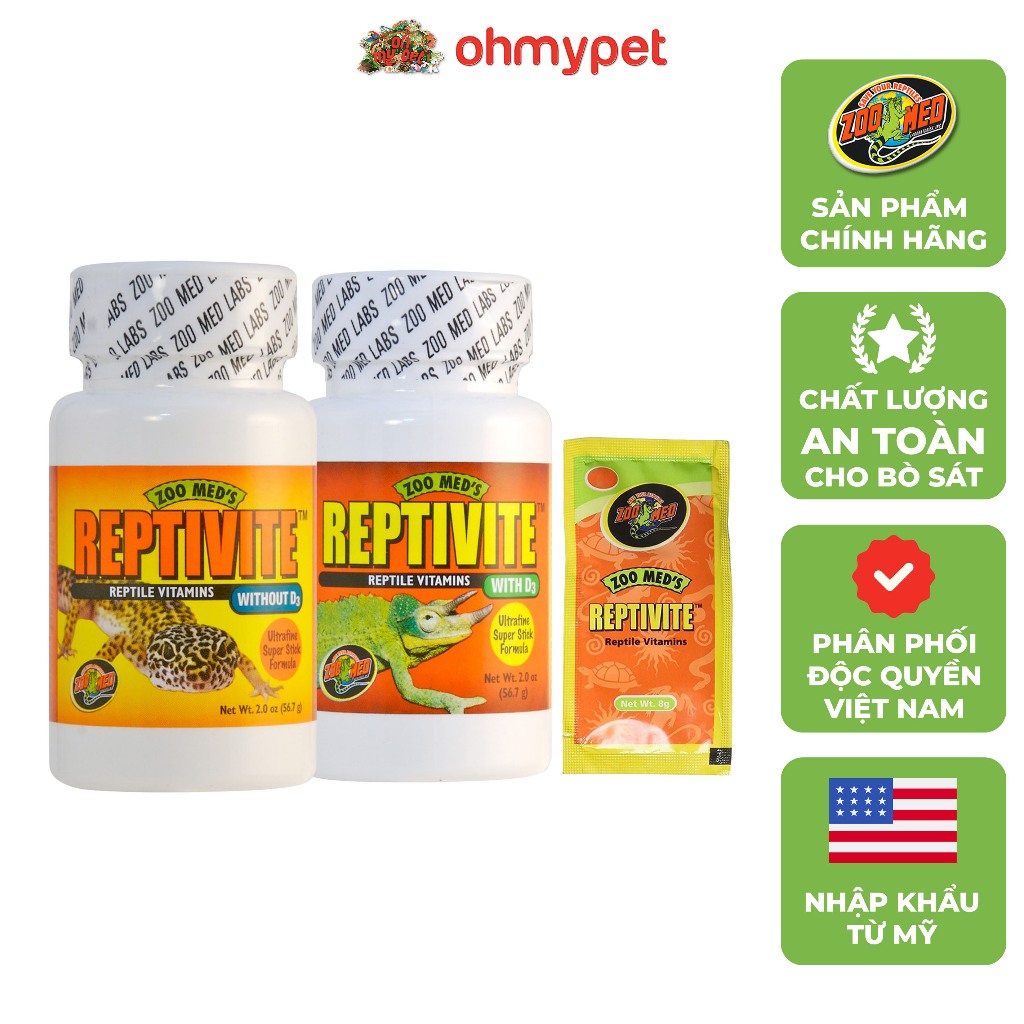 [Chính Hãng] Vitamin D3 và KHÔNG D3 cho bò sát Zoomed Reptivite ohmypet ...