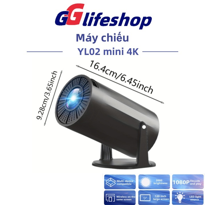 Máy chiếu YL02 mini X8max4K bluetooth5.0 Full Android11 projector WiFi6 ...