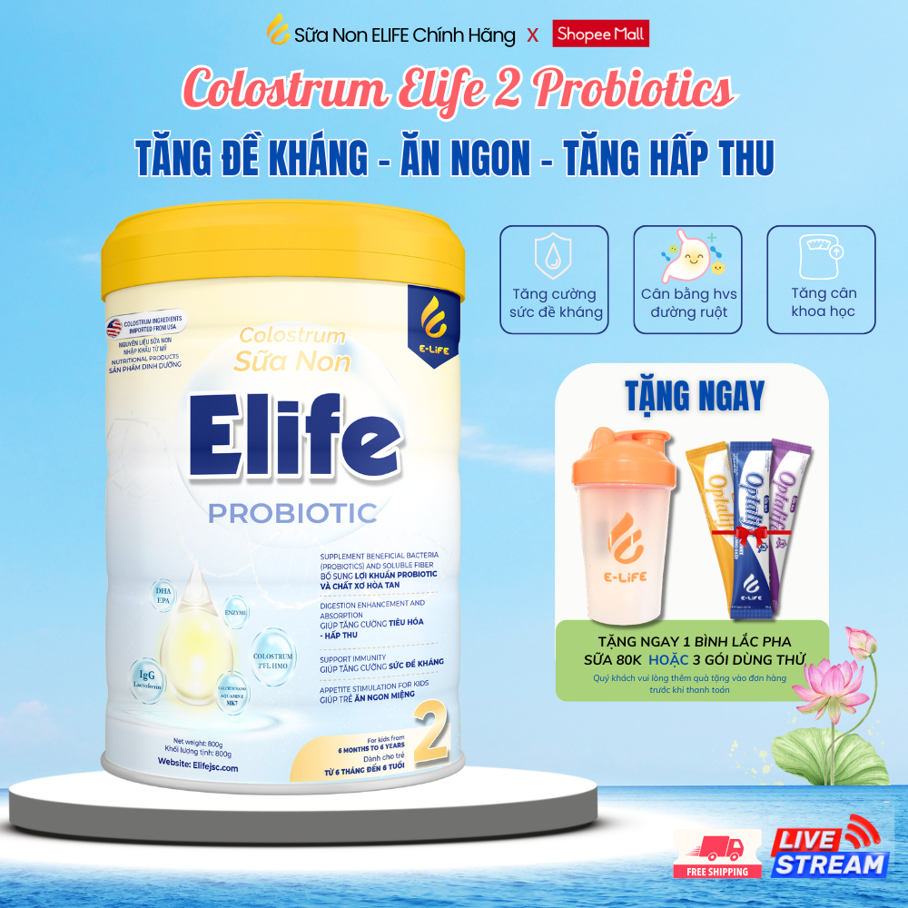 Sữa Non Colostrum ELIFE 2 (800g) Trẻ 6 Tháng - 6 Tuổi Giúp Ăn Ngon, Hỗ Trợ Táo Bón, Đề Kháng ...