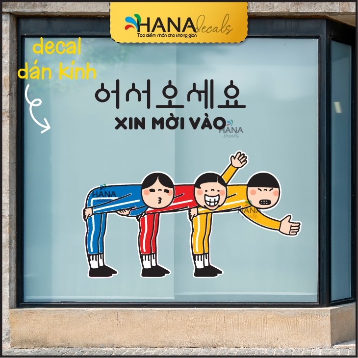 Decal Trang Trí Cửa Kính Xin Mời Vào phong cách Hàn Quốc - Hana Decals ...