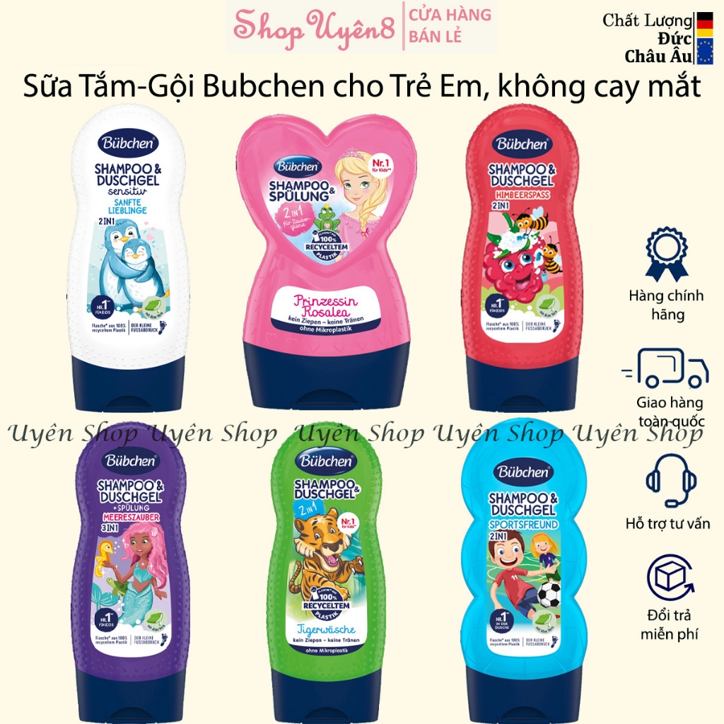Sữa tắm gội Bubchen cho trẻ em 230ml - Sạch da, dưỡng ẩm, không cay mắt, thơm mát chai 230ml ...