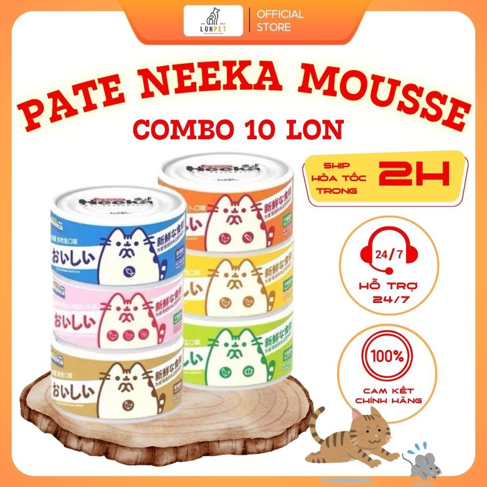 [Combo 10 lon] Pate Neeka Mousse cho mèo con, mèo trưởng thành | Shopee ...