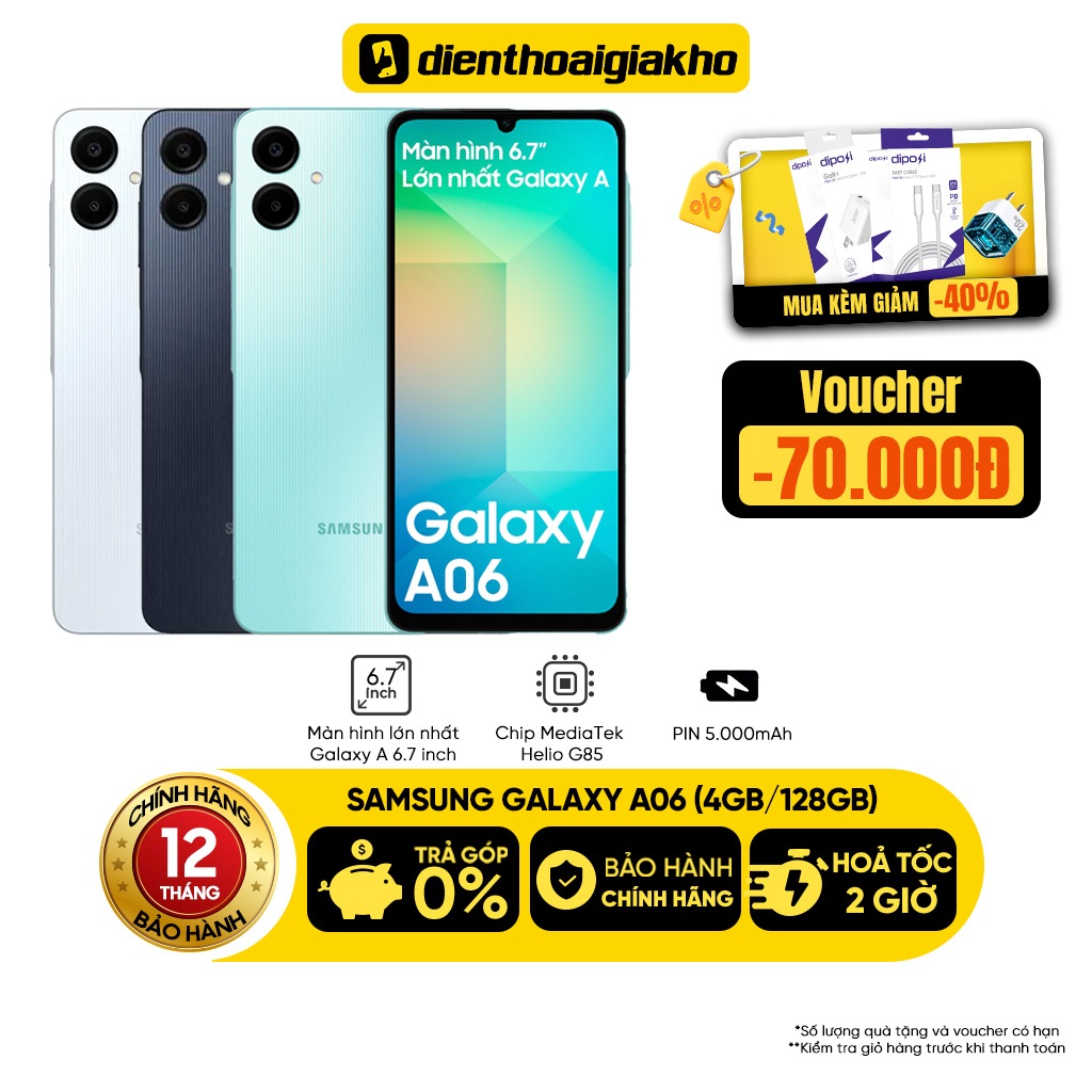Điện Thoại Samsung Galaxy A05 / A06 (4GB/128GB) Chính Hãng - Bảo Hành 12 Tháng | Shopee Việt Nam