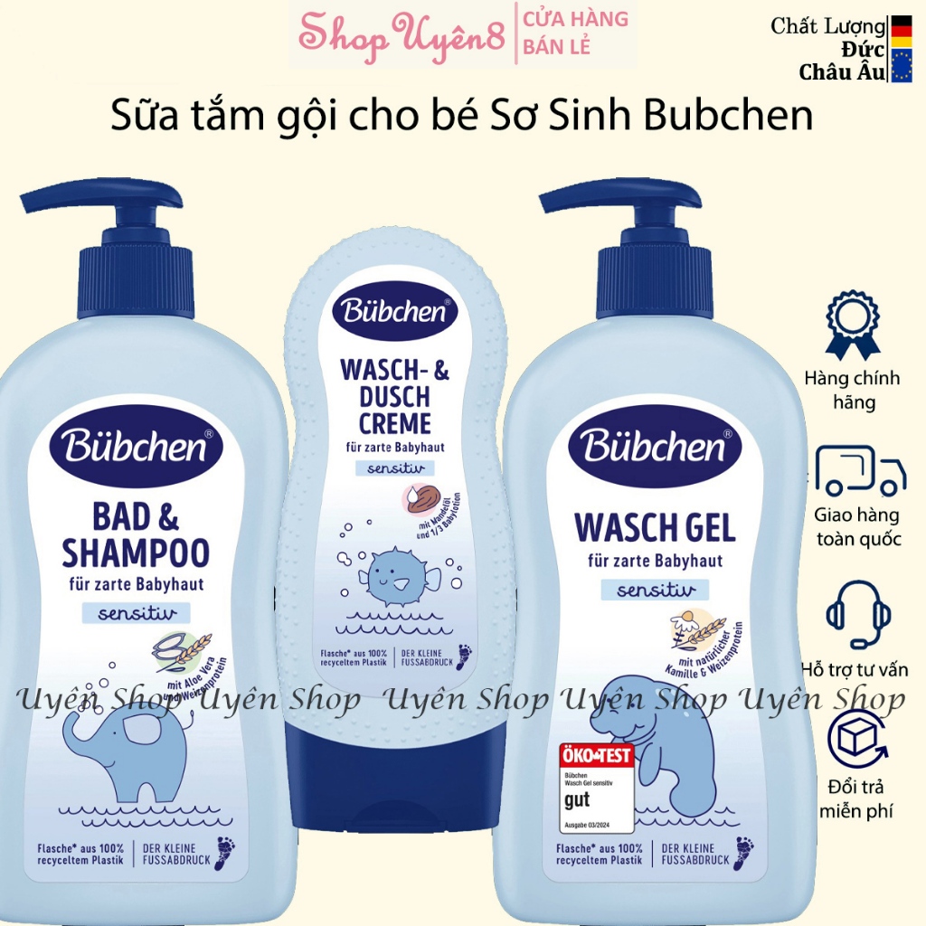 Sữa Tắm Gội trẻ em Sơ Sinh Bubchen Bad and Shampoo, sữa tắm Wash Gel, 400ml HÀNG ĐỨC có vòi ...