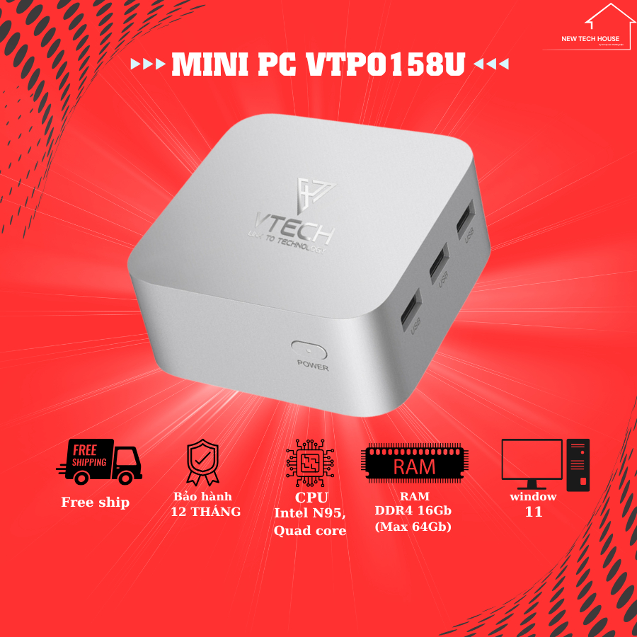 Mini PC VTECH VTPO158U Intel N95| Ram 8Gb| SSD 256Gb | Shopee Việt Nam