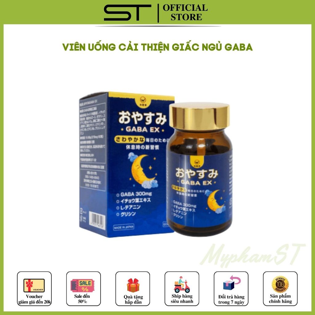 Viên Uống Ngủ Ngon Giảm Stress Gaba Ex WAKENKO Nhật Bản - Hộp 60 Viên | Shopee Việt Nam