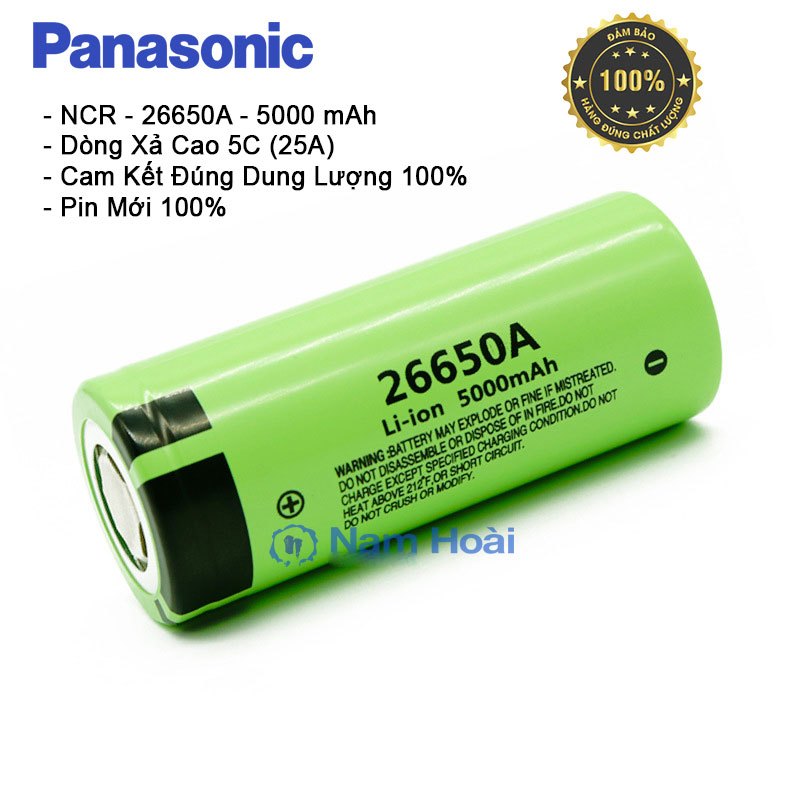 Pin Cell 26650 Panasonic dung lượng 5000mAh xả cao 25A Mới 100% ...
