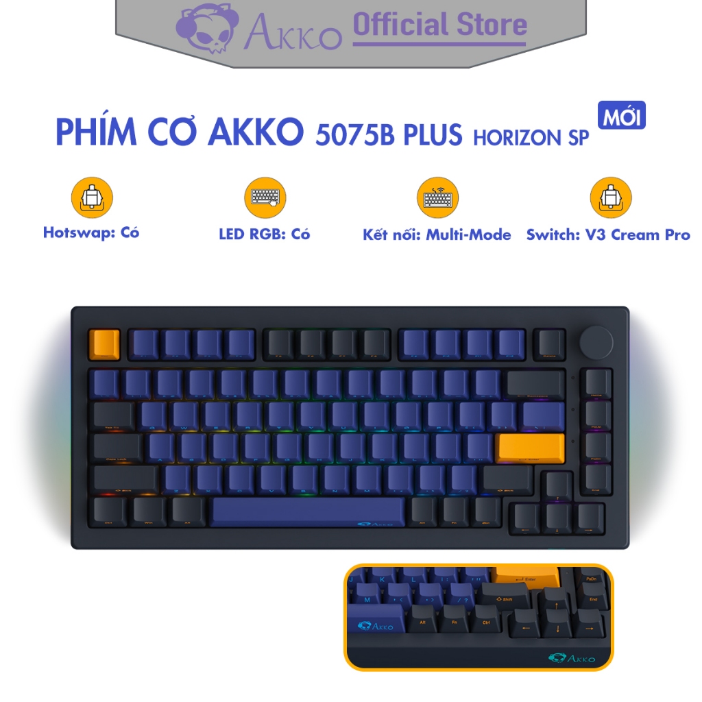 Bàn phím cơ AKKO 5075B Plus Horizon SP [ Hotswap / RGB / Multi-modes / Switch V3 Cream Pro / 75 ...