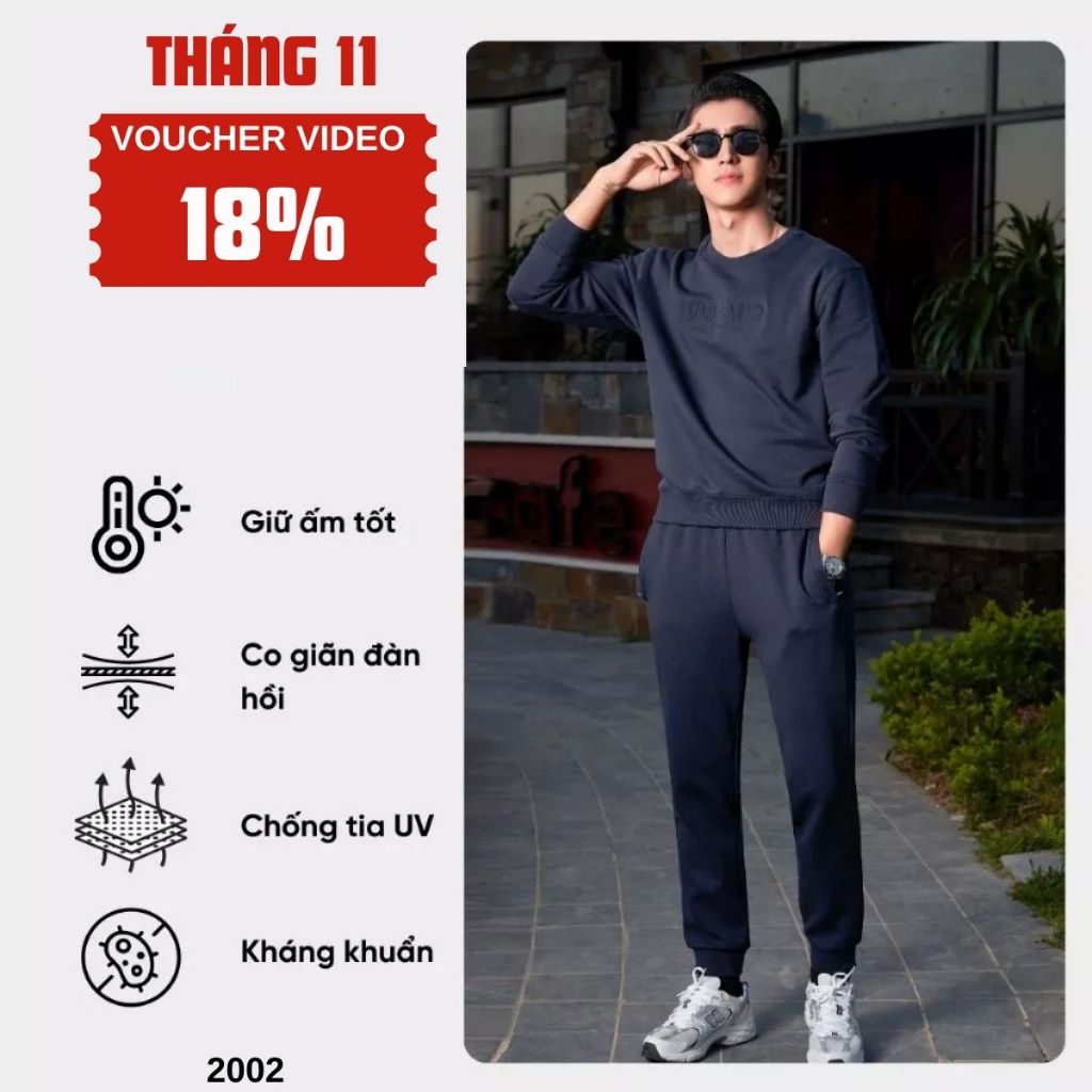 Bộ nỉ thể thao nam Vulcano chất liệu nỉ sorona cao cấp màu xanh đen ...