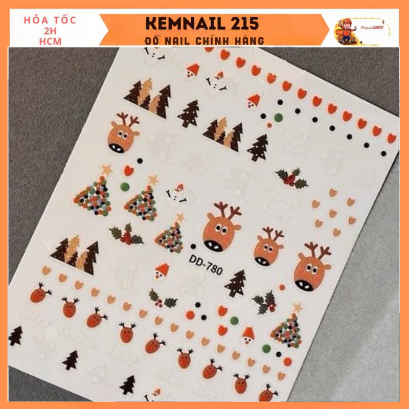 Sticker cây thông noel 780 - 779 người tuyết dán móng chuyên dụng ...