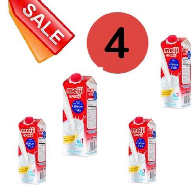 Combo 4 hộp sữa tươi meiji thanh trùng đỏ cao cấp 945ML 7/3 | Shopee ...