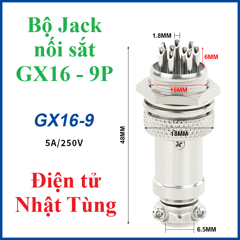 BỘ JACK NỐI SẮT GX16-2P, GX16-3P, GX16-4P, GX16-5P, GX16-6P, GX16-7P, GX16-8P, GX16-9P, GX16-10P ...