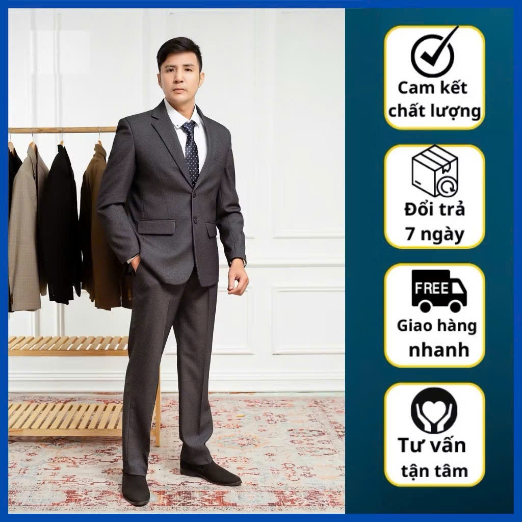 Bộ Comple Veston Trung Tuổi Cao Cấp Gồm 1 Quần + 1 Áo ( Tặng kèm cà vạt ...