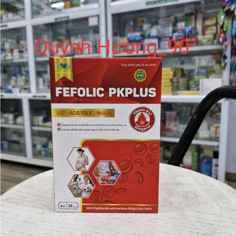 ( Chính hãng ) Viên uống FEFOLIC PKPLUS hộp 30 viên bổ sung sắt,acid ...