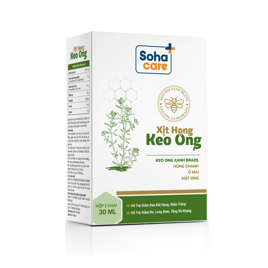 Soha Care Xịt họng keo ong - Hỗ trợ làm giảm ho khan, ho có đờm, ho cảm ...