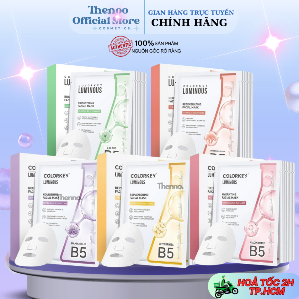 Hộp 10 Miếng Mặt Nạ Giấy Cấp Ẩm Colorkey Luminous Vitamin B5 Facial ...