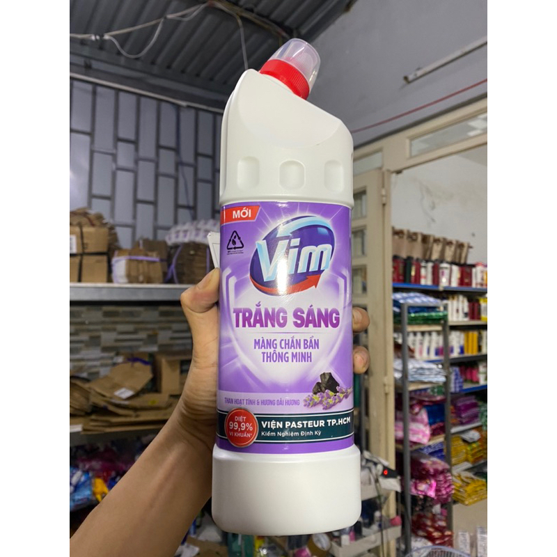 Nước tẩy bồn cầu và nhà tắm VIM trắng sáng oải hương và than hoạt tính ...