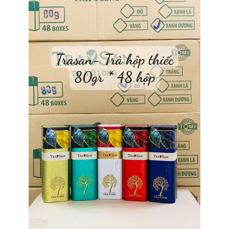 Trà thiếc Olong/ trà lài Tra san hộp thiếc- Hộp giấy 80gr (Date9 /2025 ...
