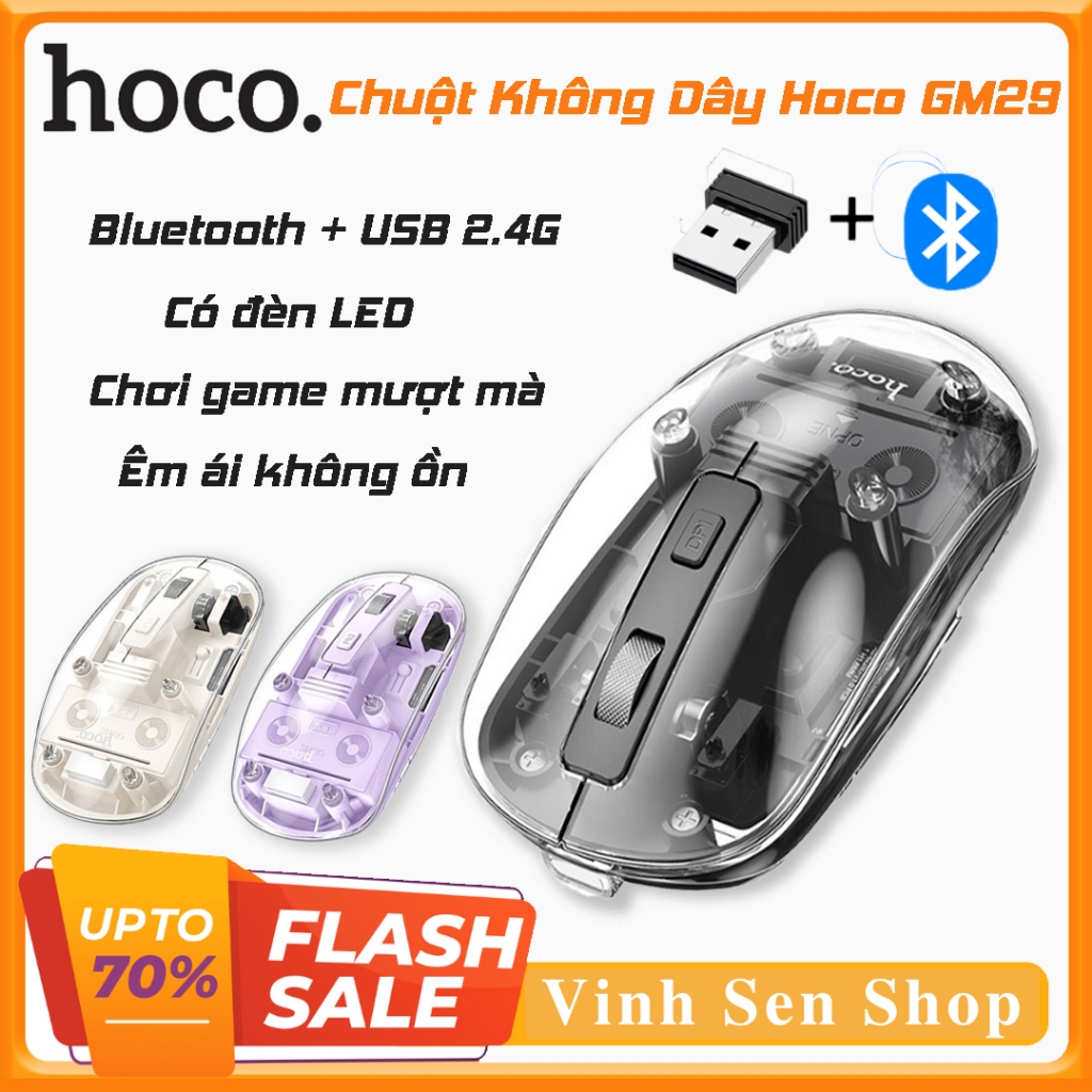 Chuột không dây Hoco GM29 - Chế độ Bluetooth và USB 2.4G - Chơi game ...