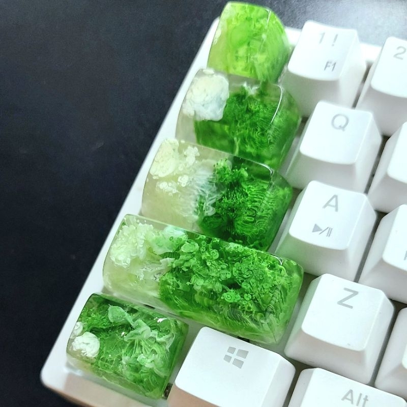 Set 5 keycap resin SA tone lá trắng trang trí bàn phím cơ | Shopee Việt Nam