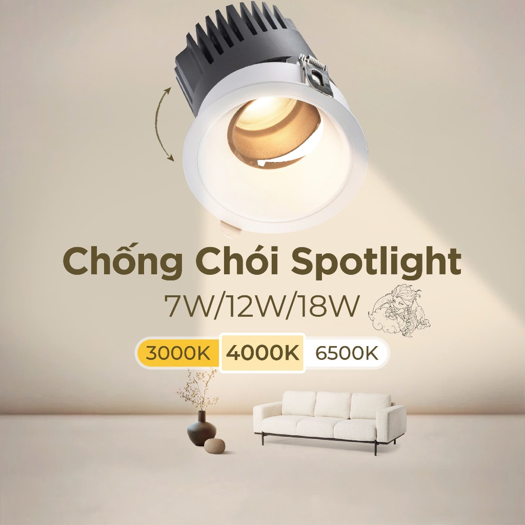 Bộ đèn Âm Trần Chống Chói Spotlight 2 (by MD Ledlighting), (công suất ...