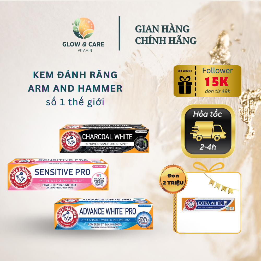 [Bill Anh] Kem đánh răng Arm & Hammer có chứa Baking Soda Trắng sáng ...