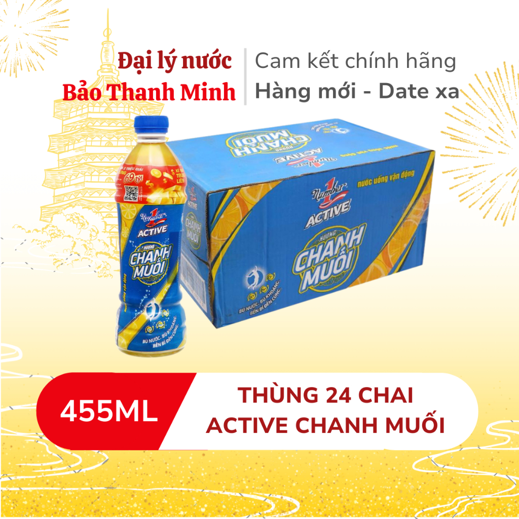 [HOẢ TỐC] Nước tăng lực Active Chanh Muối NUMBER ONE 455ml (Thùng 24 ...