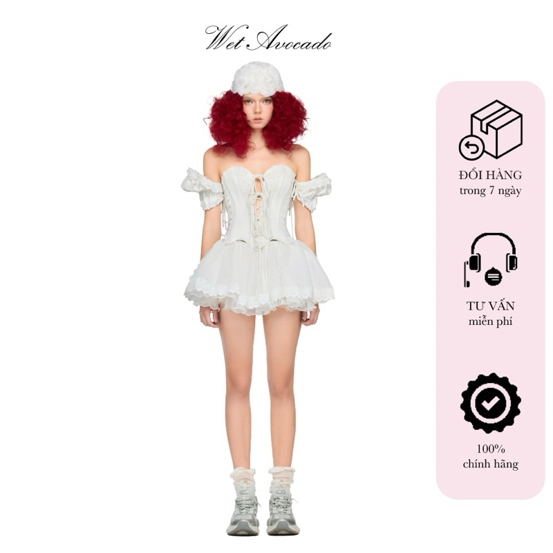 WET AVOCADO | SET ÁO CORSET PHỐI REN , TAY PHỒNG + VÁY XOÈ PHỐI REN ...