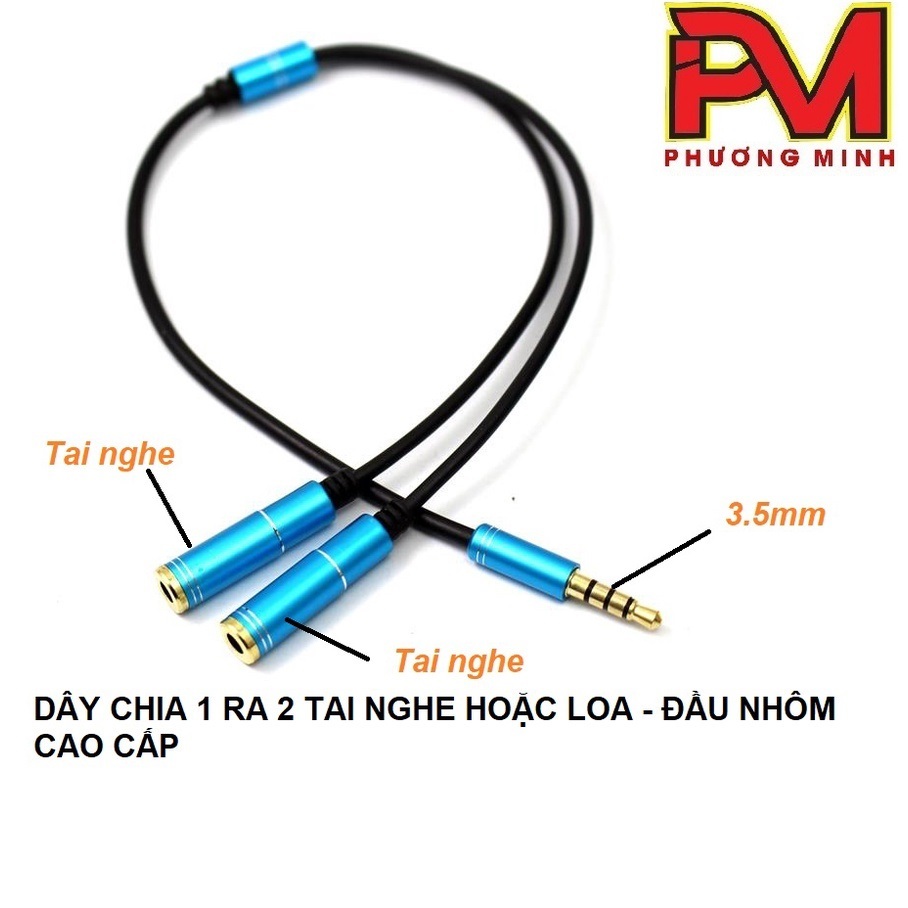 [Mã ELHACE giảm 4% đơn 300K] Dây Chia Jack Loa Chuẩn 3.5mm Từ 1 ra 2 Đầu Mạ Vàng Cho 2 Loa Hoặc ...
