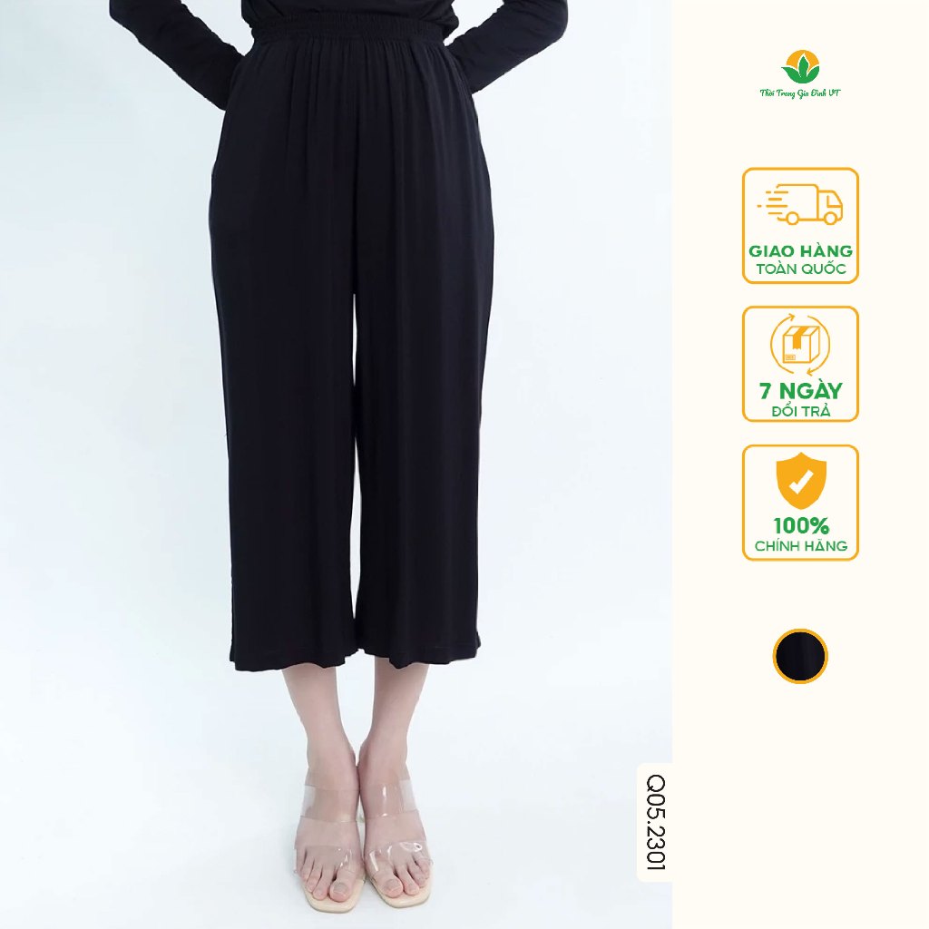 Quần lửng đen nữ Việt Thắng chất lanh Q05.2301 | Shopee Việt Nam