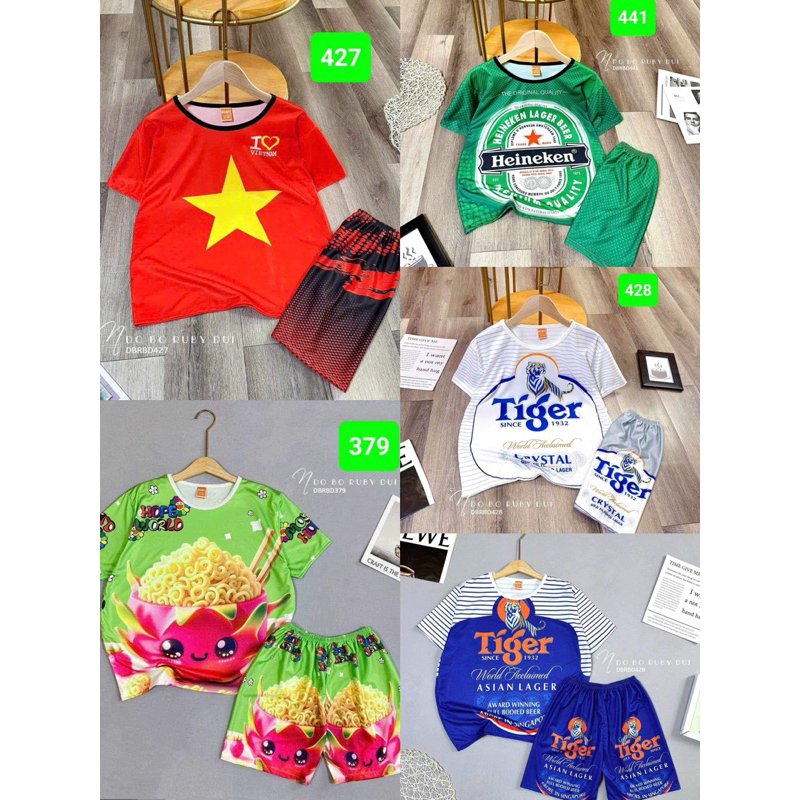 Bộ thun lạnh in 3d mẫu hottrend đủ size 7kg-70kg | Shopee Việt Nam