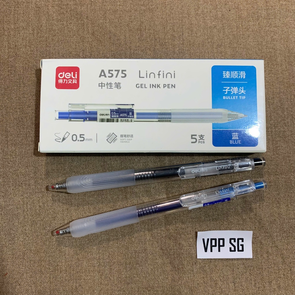 [5 CÂY] Bút Gel / Bút nước DELI A575 ngòi 0.5mm | Shopee Việt Nam