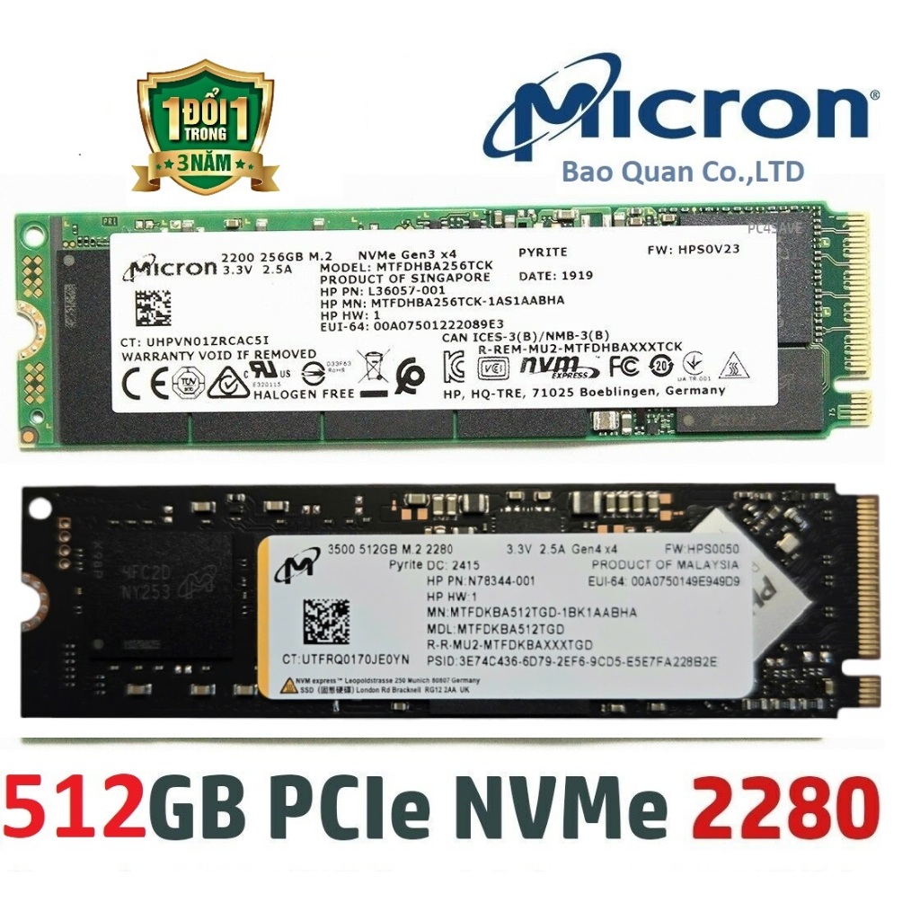 Ổ SSD Micron 2200/ 3500 512GB Gen 4 Nvme 2280 - New bóc máy - BH 1 đổi ...